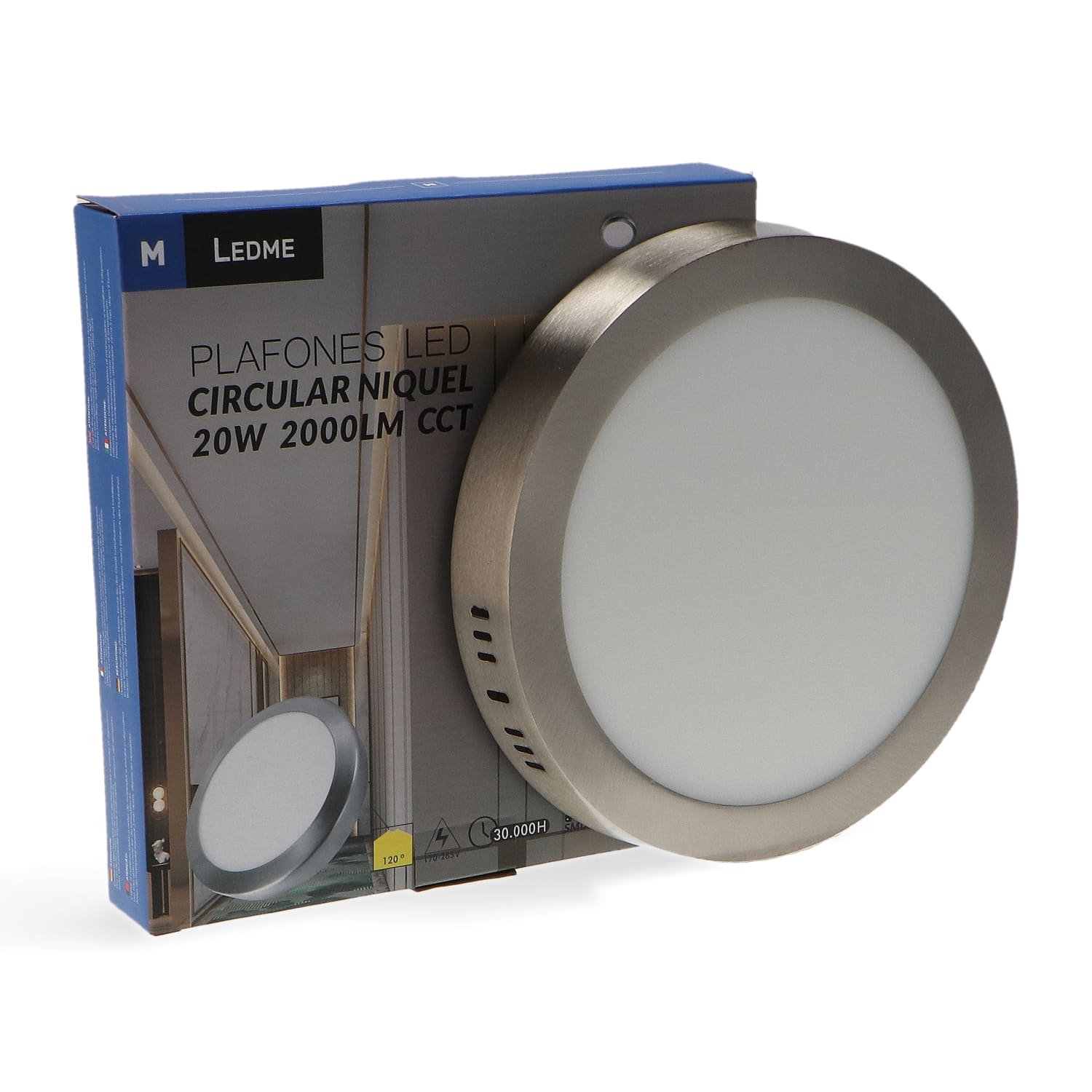 Downlight LED Superficie Redondo 20W Níquel - Efimarket